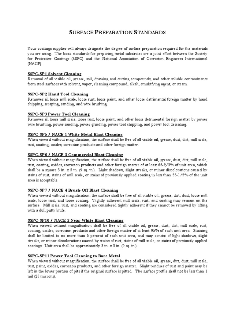 SSPC Surface Preparartion Standards | PDF | Rust | Corrosion