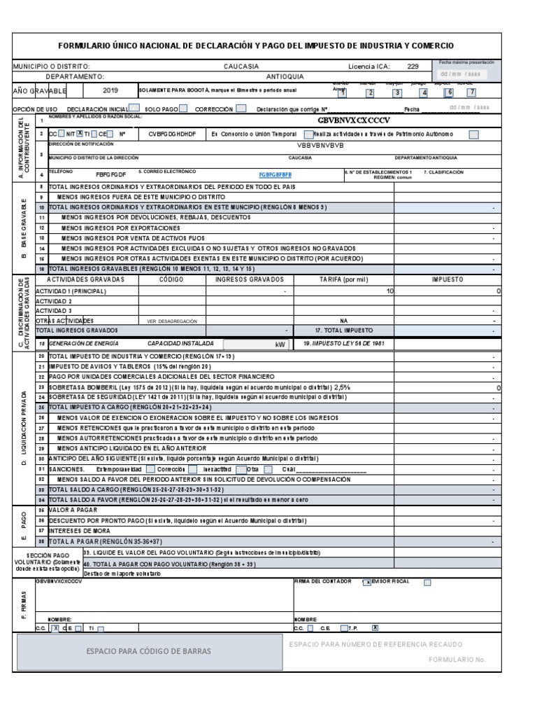 Declaración Impuesto Industria Comercio | PDF | Impuestos