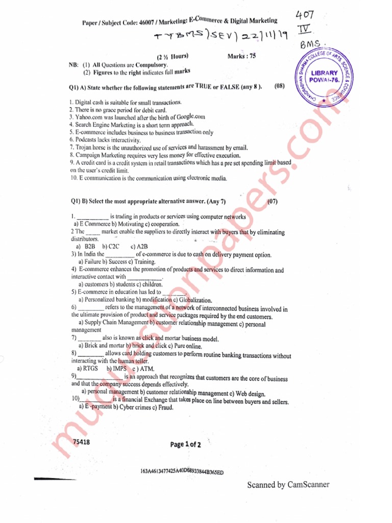 Tybms Sem5 Ecdm Nov19 | PDF | Computing | Communication