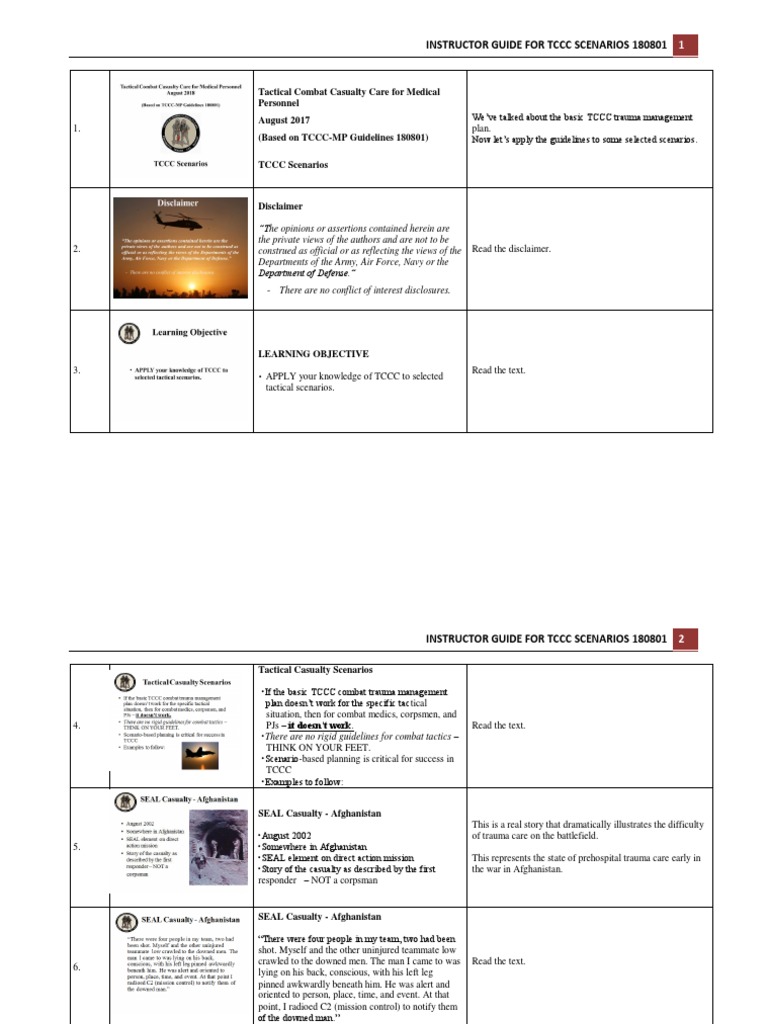 8 TCCC Scenarios Ig | PDF | Diseases And Disorders | Causes Of Death