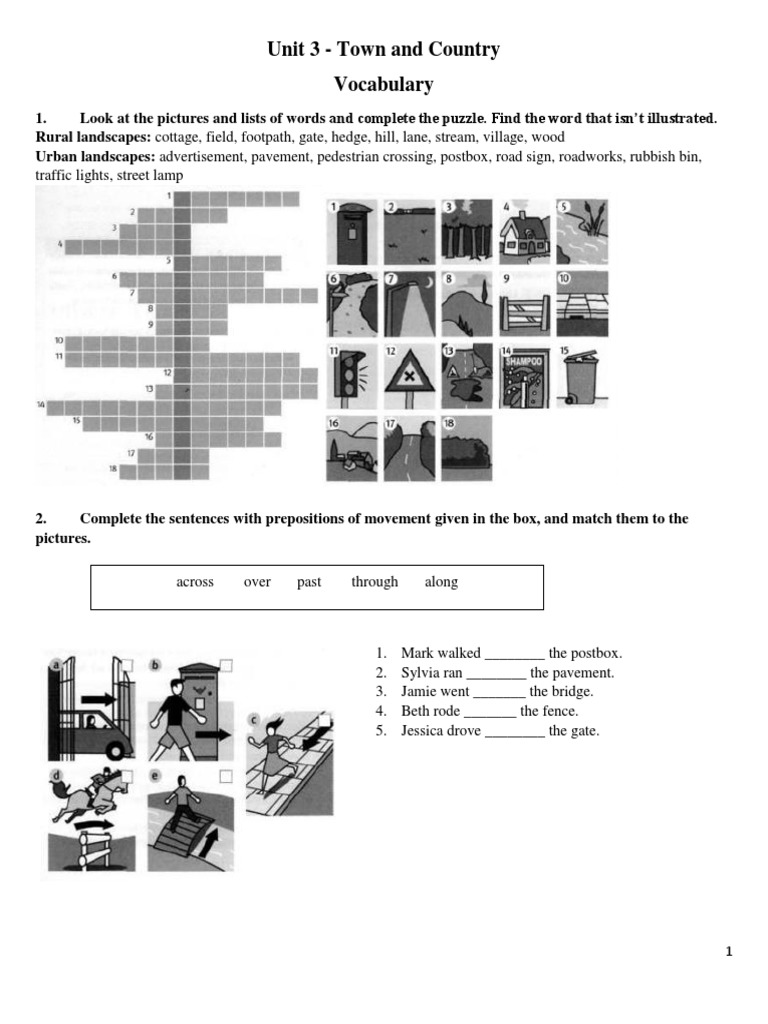Unit 3 - Town and Country Vocabulary: Describing Rural and Urban ...