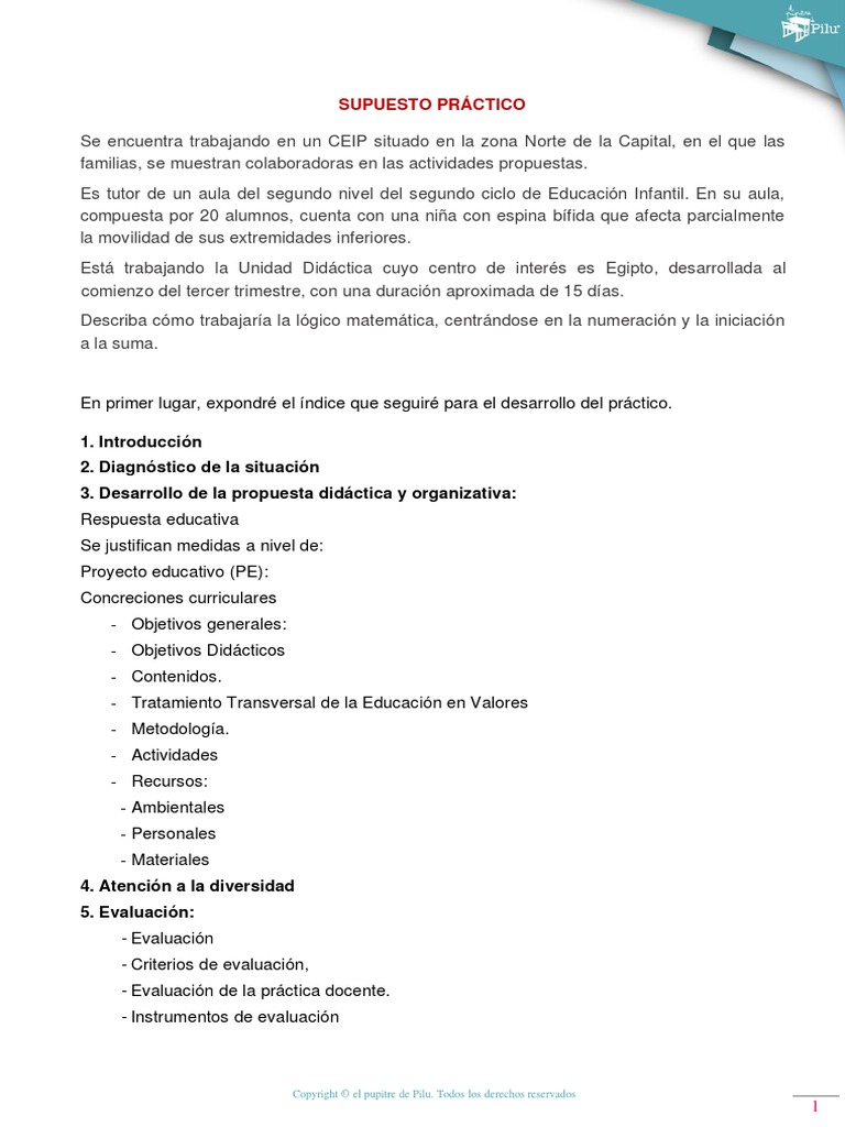Supuesto Nº 18 Ed. Infantil Solución Andalucía | PDF | Aprendizaje | Evaluación