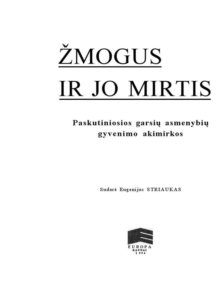 Eugenijus Straikas - Zmogus Ir Jo Mirtis 1997 LT | PDF