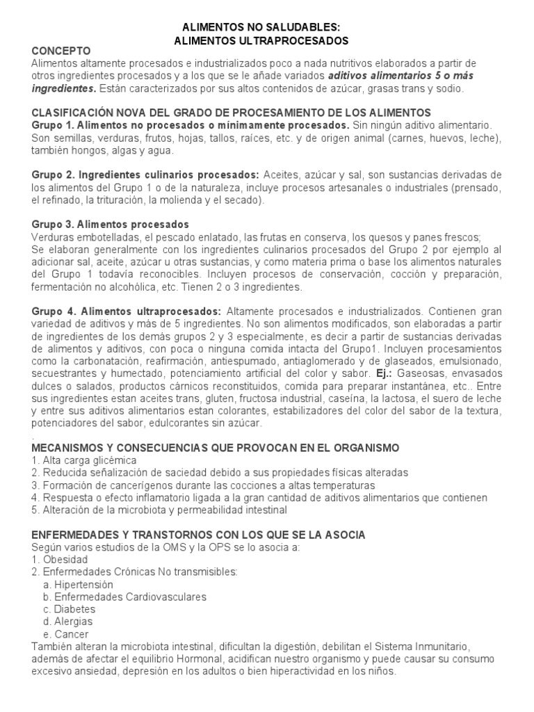 Alimentos Ultraprocesados | PDF