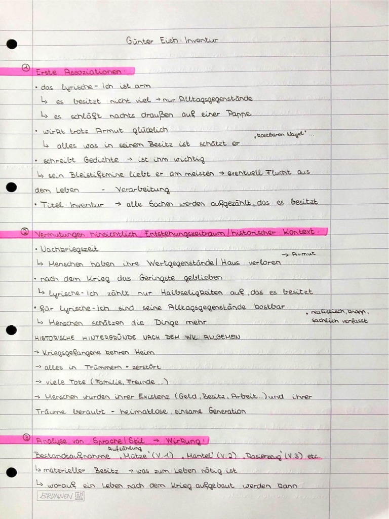 Günter Eich Inventur | PDF