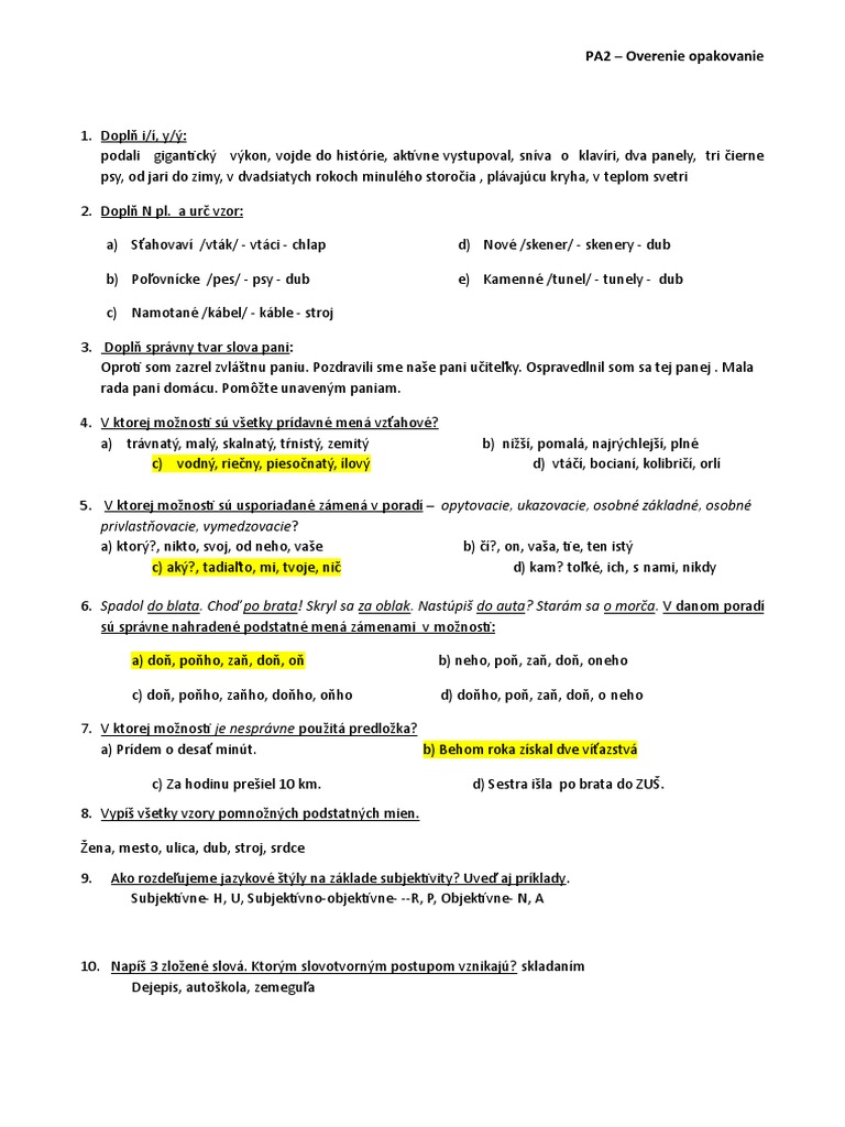 Overenie c.1 - Opakovanie | PDF