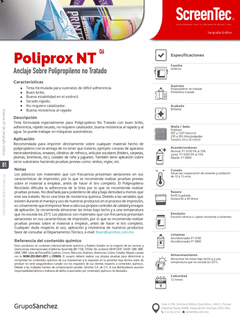 Poliprox NT q6 | PDF | Dirigir | Sustancias químicas