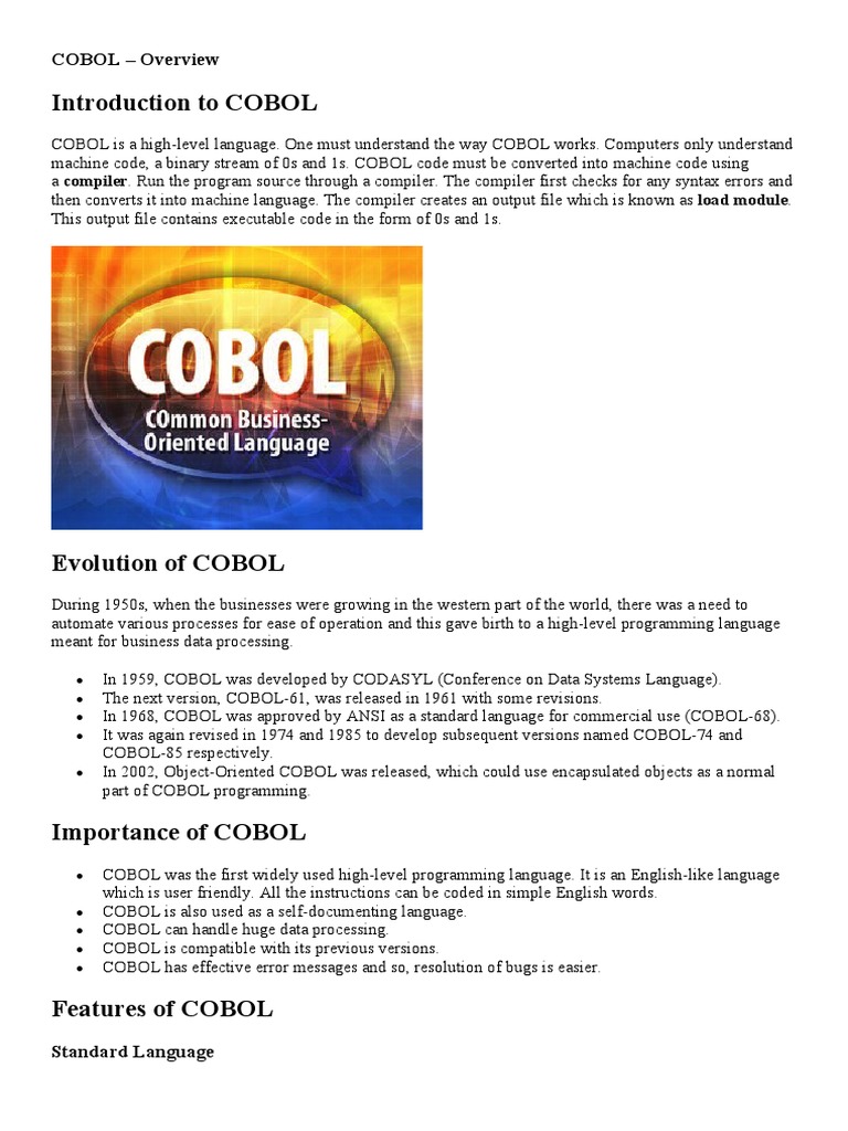 COBOL | PDF | Computer Program | Programming COBOL | PDF | Computer Program | Programming
