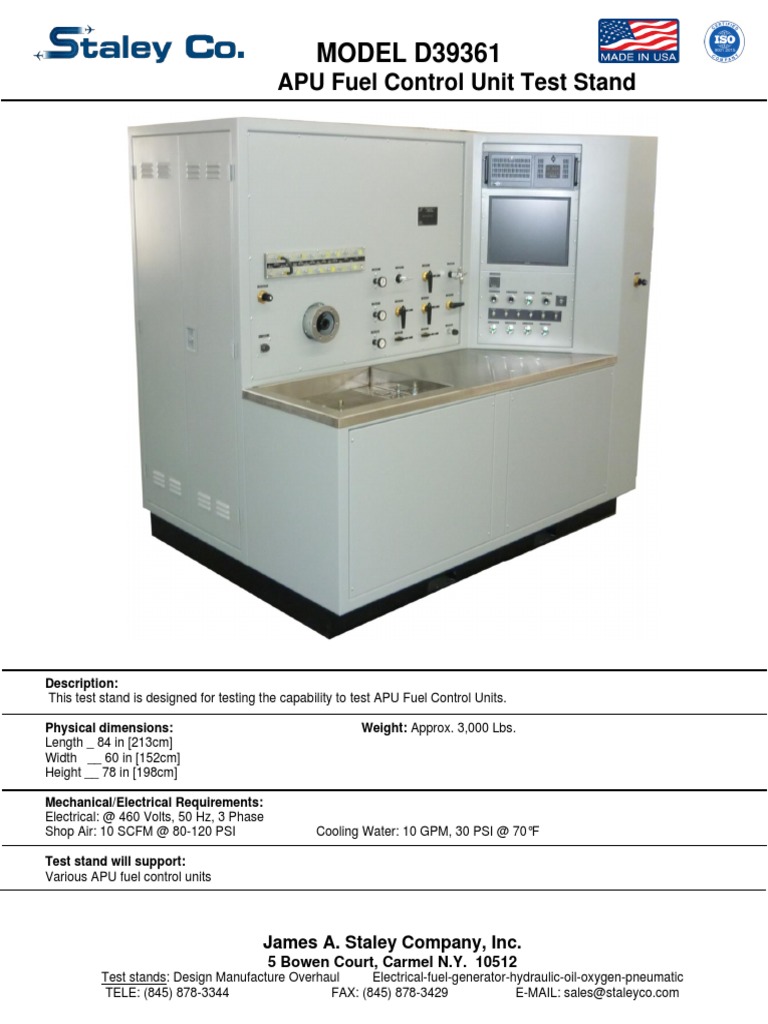d39361 Apu Fuel Control Unit Test Stand | PDF | Technology & Engineering