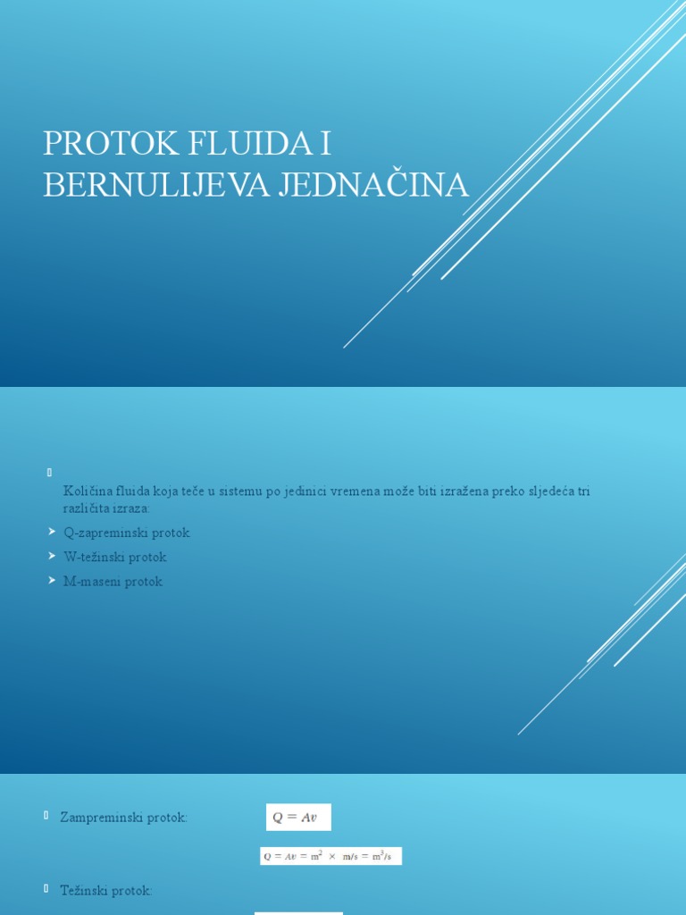 Protok Fluida I Bernulijeva Jednačina | PDF