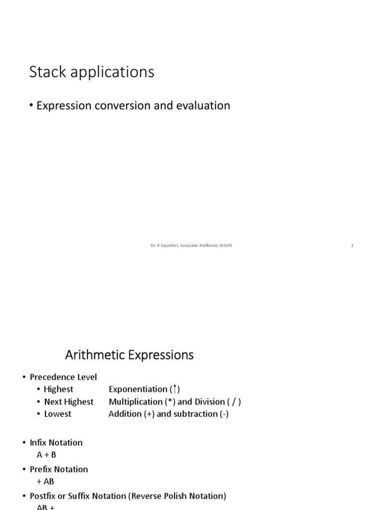 3 - Stack Applications-Expression Conversion and Evaluation | PDF | Mathematical Notation ...