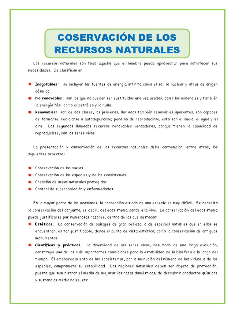 Conservación de Recursos Naturales | PDF