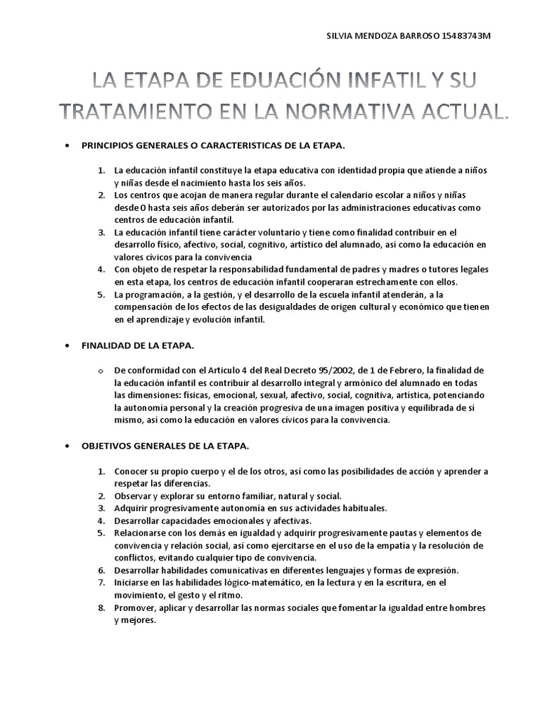 Principios Generales o Caracteristicas de La Etapa | PDF | Educación de la primera infancia ...