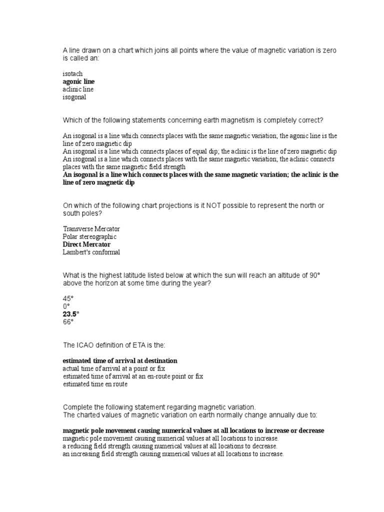 1 - Navigation Theory Questions | Download Free PDF | Latitude | Equator