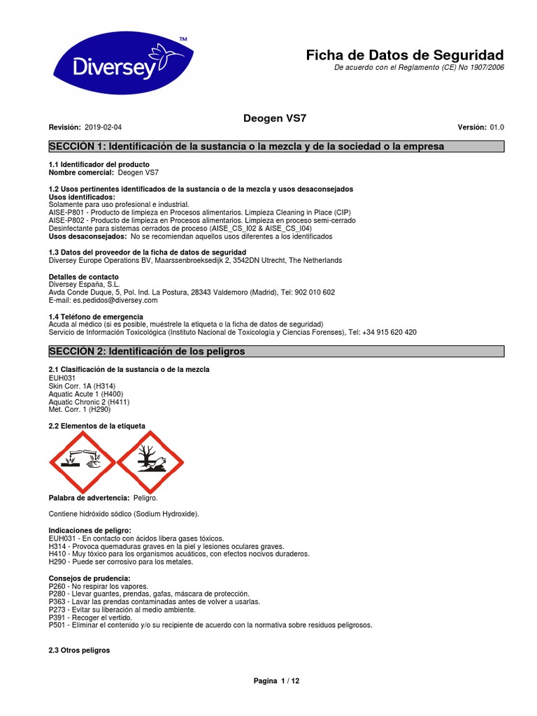 25089fs-Jd Deogen Vs7 Detergente | PDF | Agua | Materiales