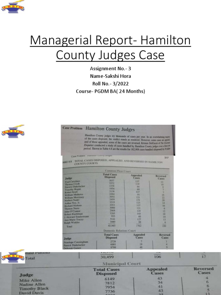 Managerial Report - Hamilton County Judges Case | PDF
