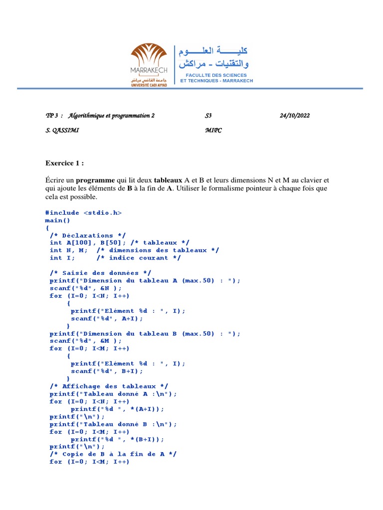 TP3 - Correction | PDF | Pointeur (programmation) | Informatique