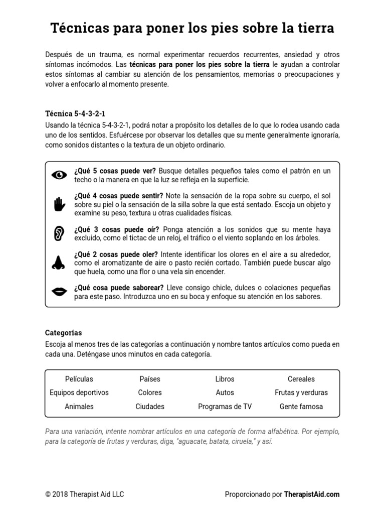 Grounding Techniques Spanish | PDF | Relaciones personales, crianza y ...