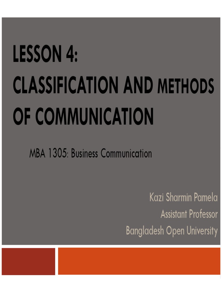 Lesson 4-Classification and Methods of Communication | PDF | Nonverbal Communication | Communication