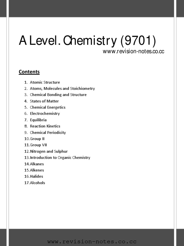 Chemistry 9701 Complete Book For A Levels | PDF
