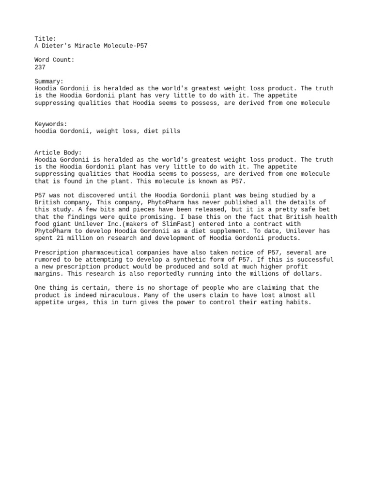 A Dieter S Miracle Molecule-P57 | PDF