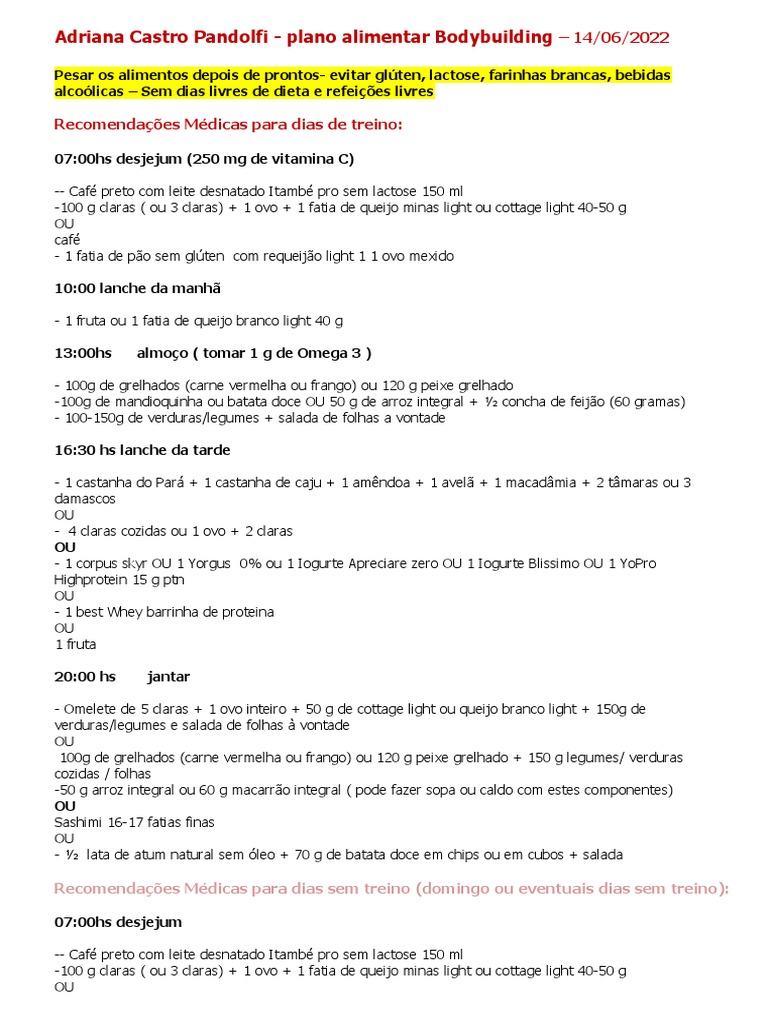 Plano Alimentar - 14-06-2022 | PDF | Caldo | Culinária