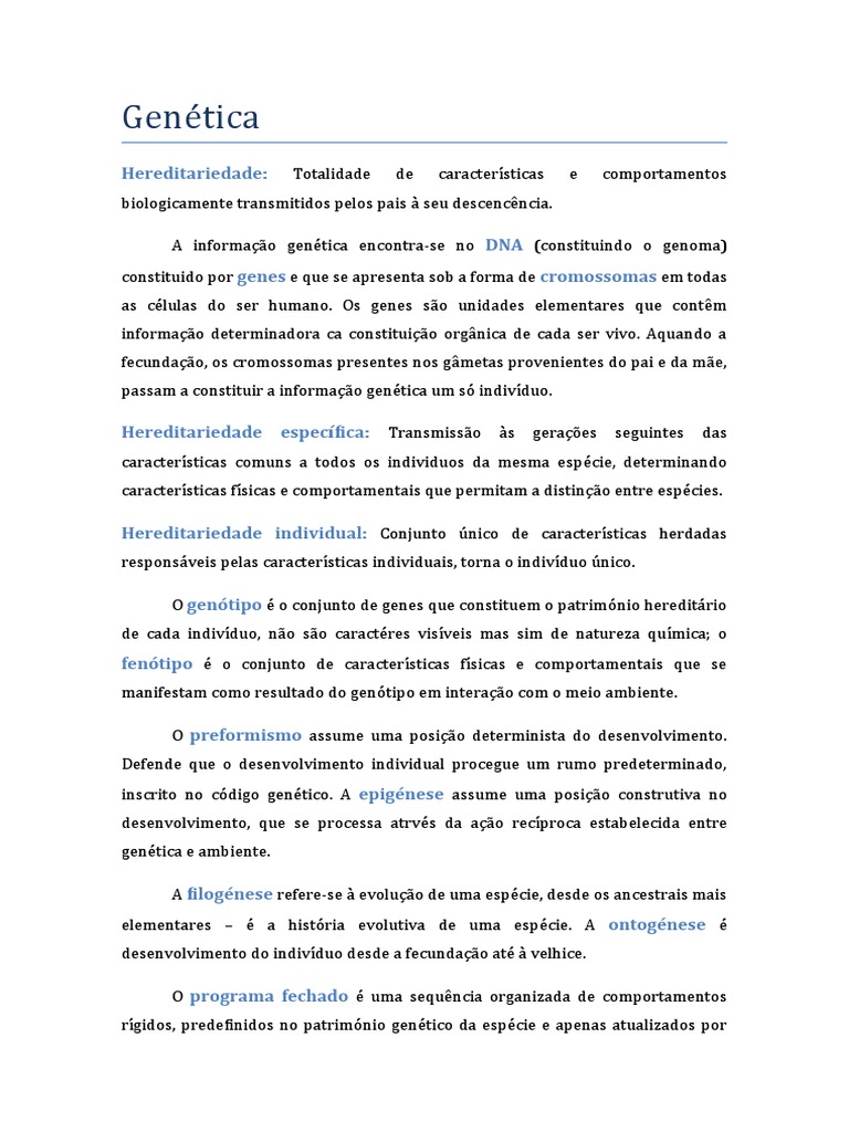 Programa Genético e Comportamento Humano | PDF | Gene | Nervo