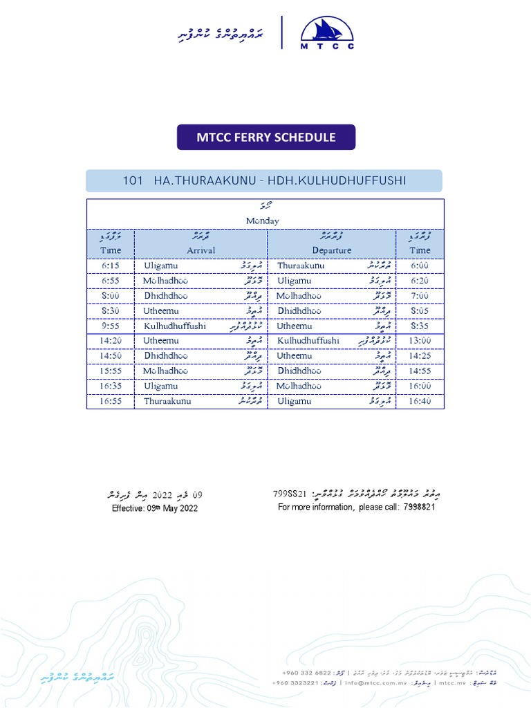 CTN Ferry Schedule - All Atolls v.05.2022 | PDF