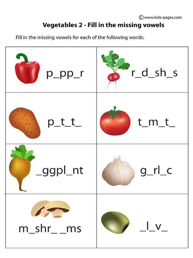 Vegetables 2 Fill in | PDF