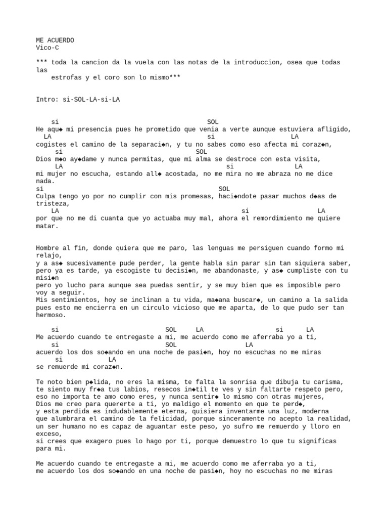 Vico C - Me Acuerdo | PDF