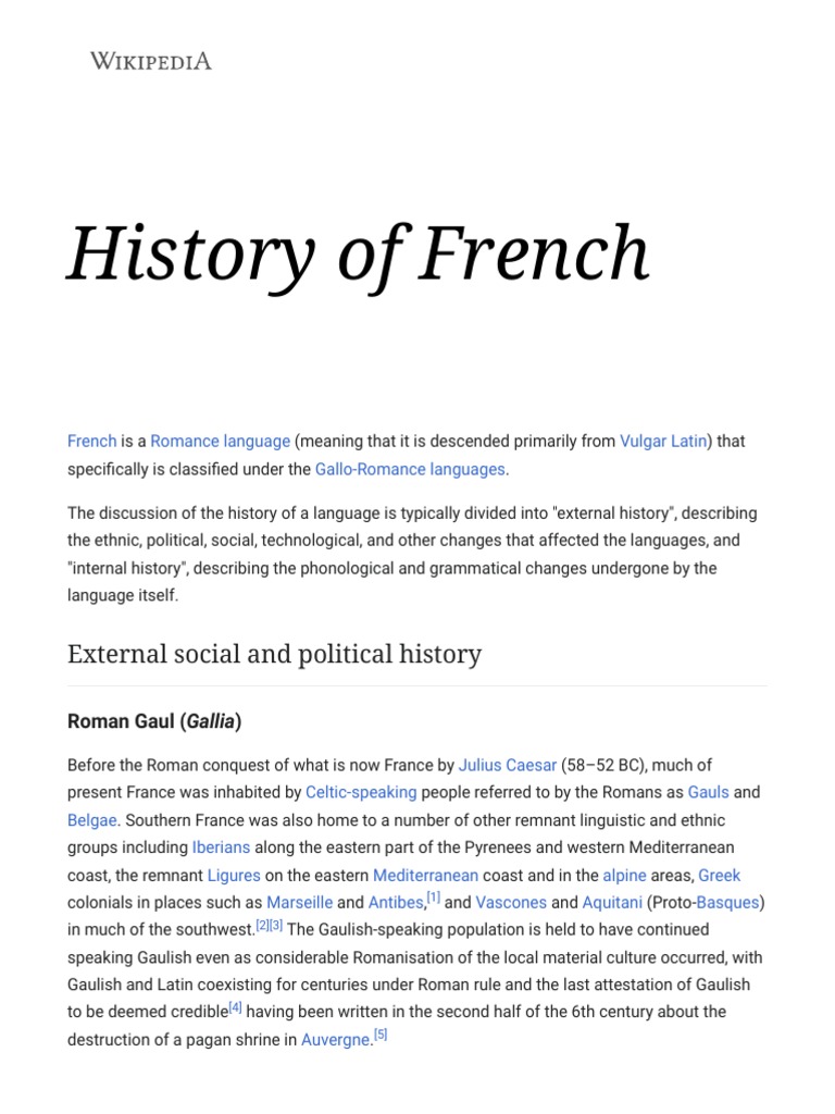 History of French | PDF | Gaul | Stress (Linguistics)