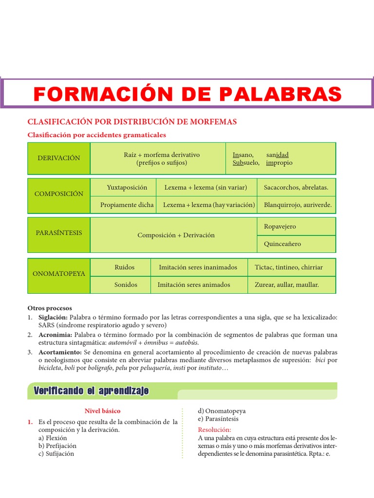 Formación De Palabras Descargar Gratis Pdf Morfología Tipología