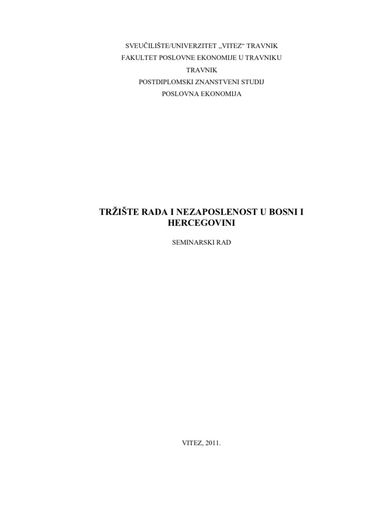 Trziste Rada I Nezaposlenost | PDF