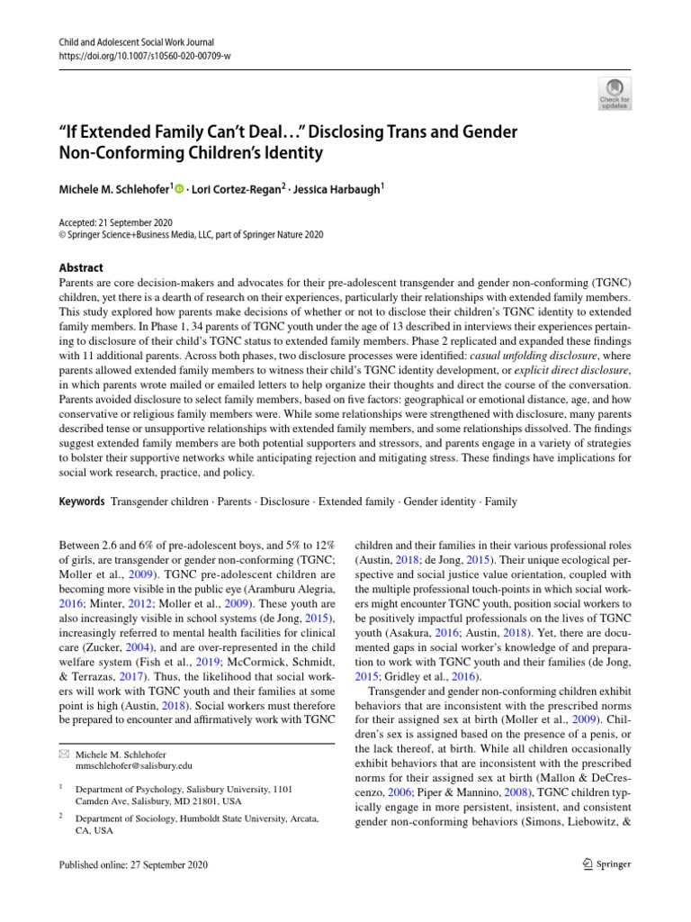 "If Extended Family Can't Deal " Disclosing Trans and Gender Non ...