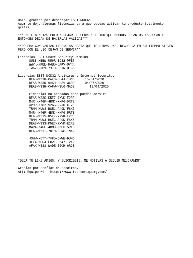 Licencias ESET NOD32 | PDF
