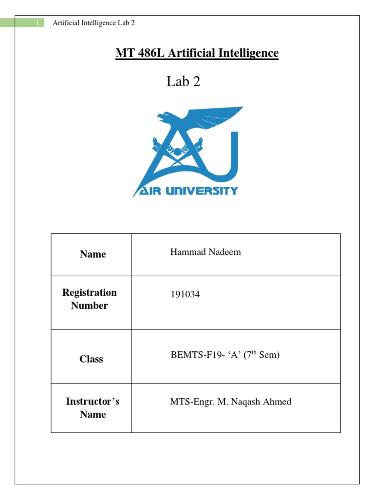 Artificial Intelligence Lab 2 | PDF | Teaching Methods & Materials | Technology & Engineering