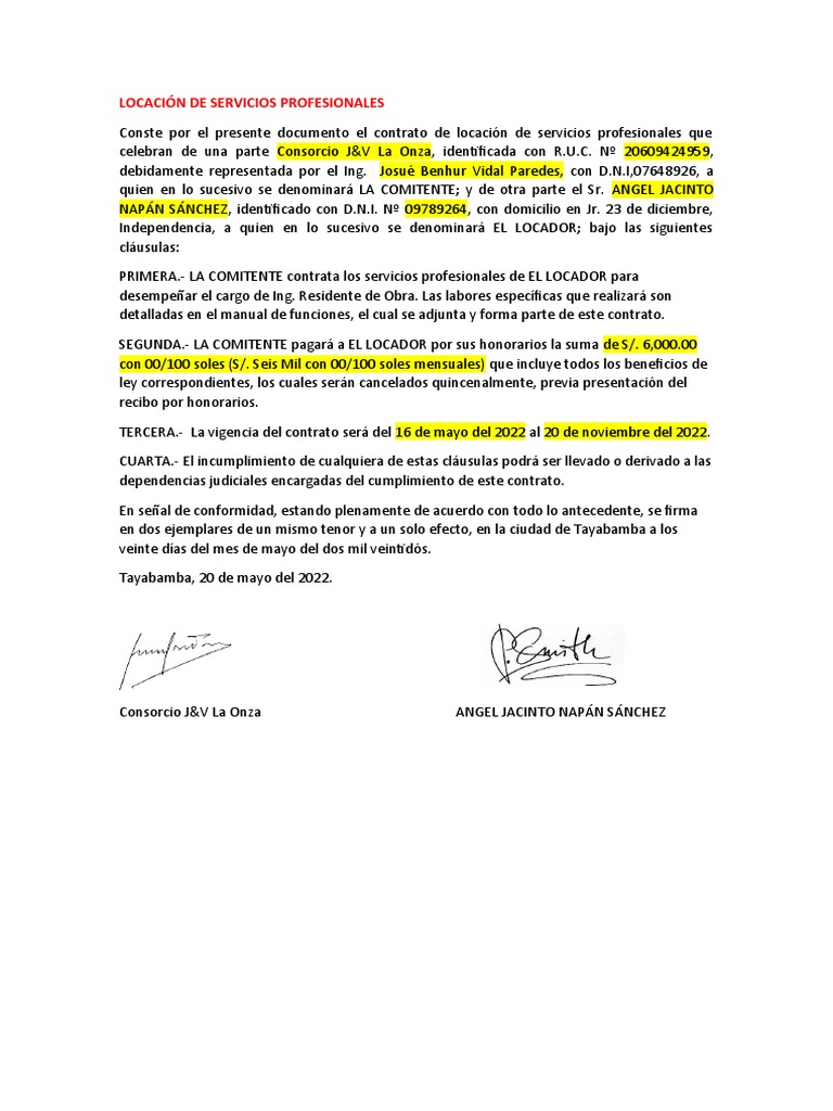 Ejemplo de Contratos | PDF