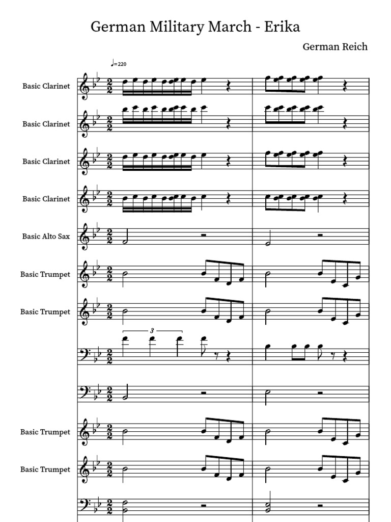 German Military March - Erika | PDF | Saxophone | Clarinet