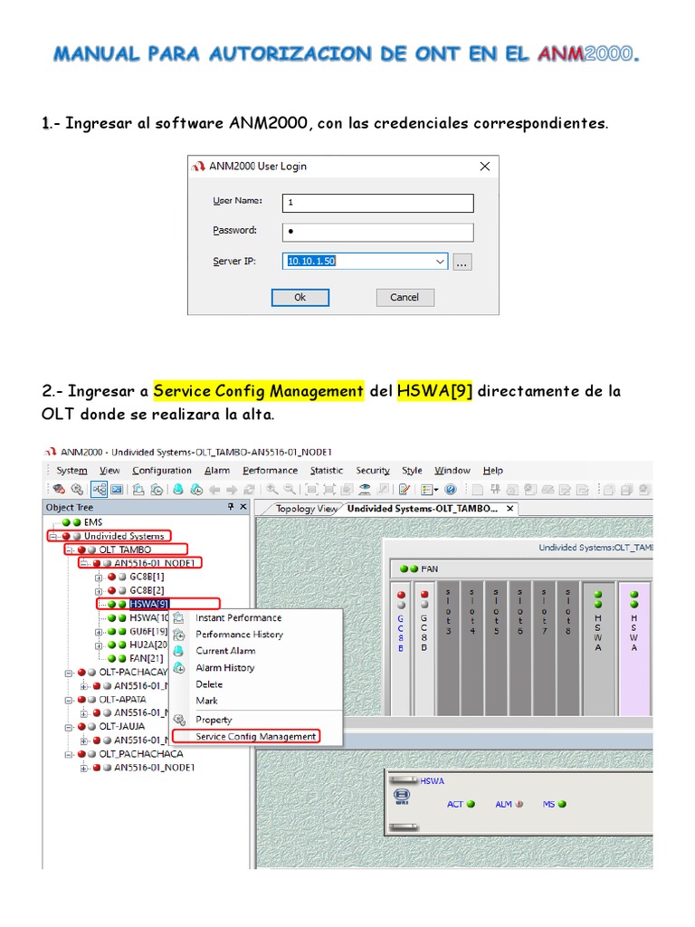 Guía de Autorización de ONT en ANM2000 | PDF | Informática