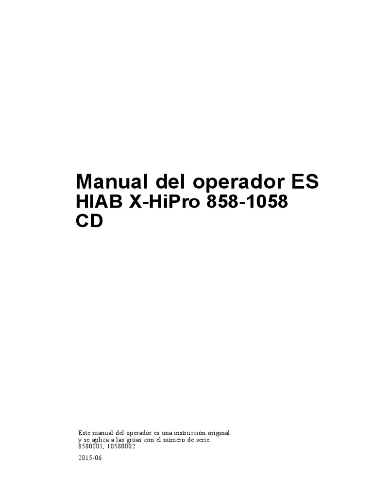 Manual Del Operador Hiab | PDF | Grúa (máquina) | Información