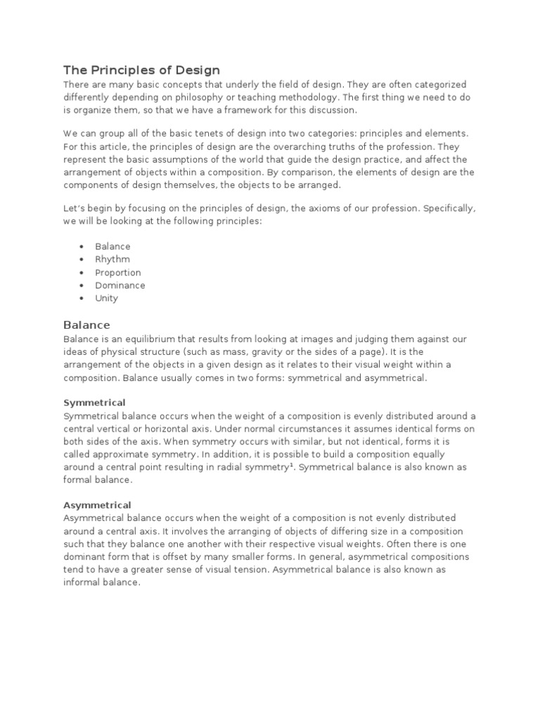 The Principles of Design | PDF | Composition (Visual Arts) | Symmetry