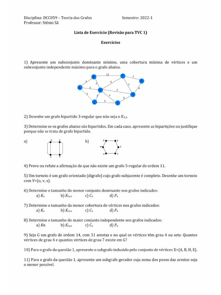 Lista 3 Grafos | PDF