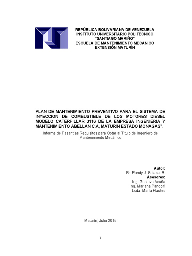 Informe de Pasantia Motor 3116 | PDF