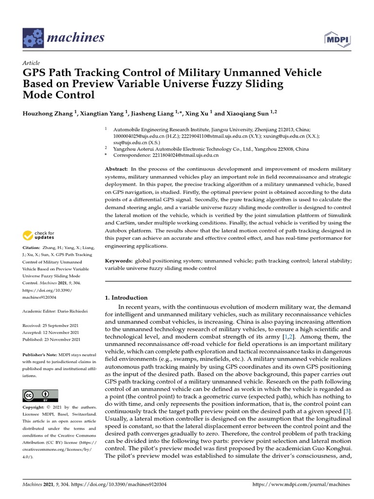 GPS Path Tracking Control of Military Unmanned Vehicle Based On Preview ... GPS Path Tracking Control of Military Unmanned Vehicle Based On Preview ...