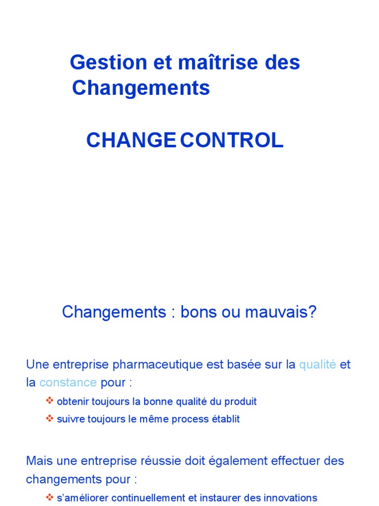 Cours Sur La Maitrise Des Changement CHANGE Control | PDF Cours Sur La Maitrise Des Changement CHANGE Control | PDF
