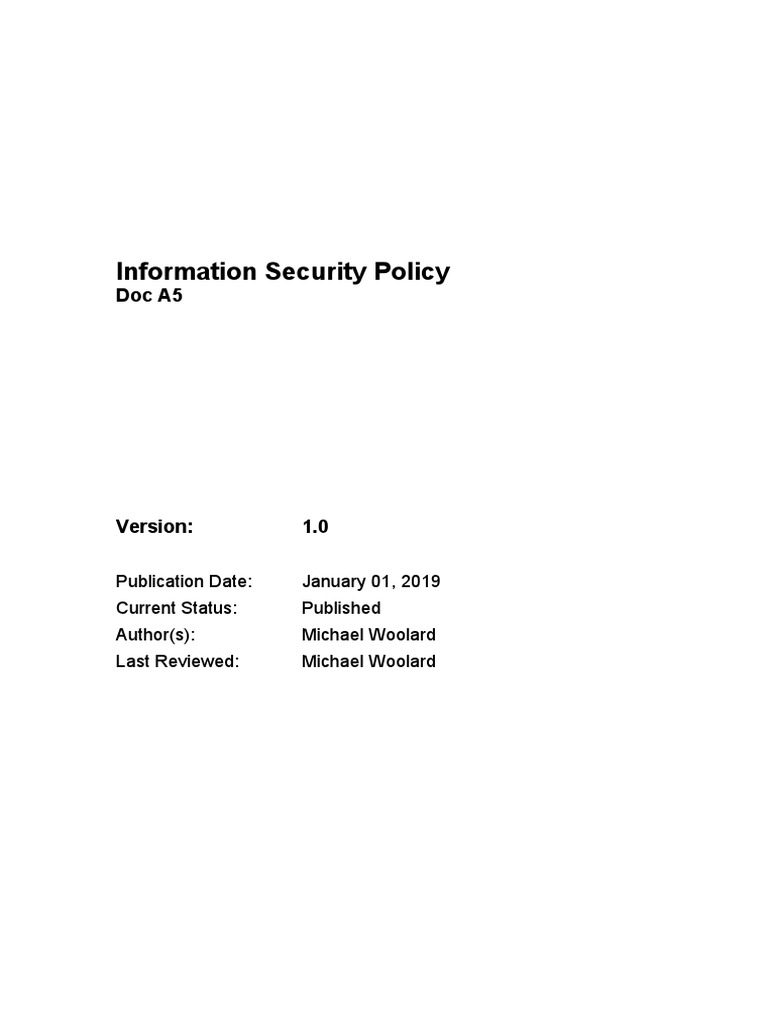 A5 Information Security Policy - v1 | PDF | Information Security ...