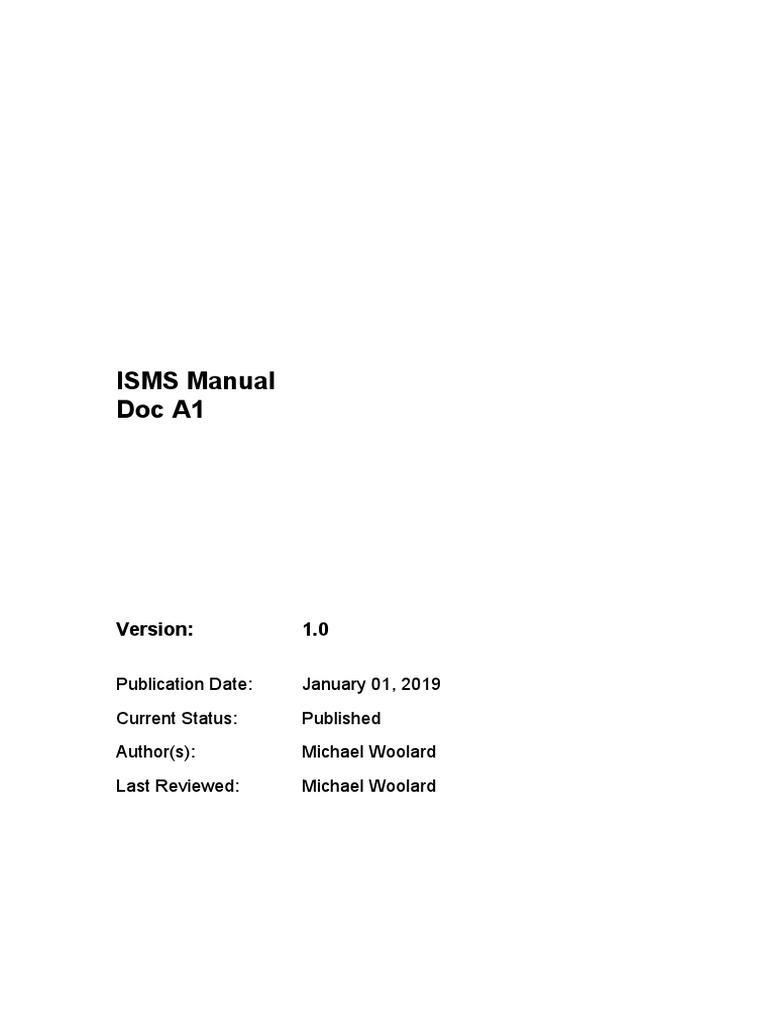 A1 ISMS Manual - v1 | PDF | Information Security | Audit