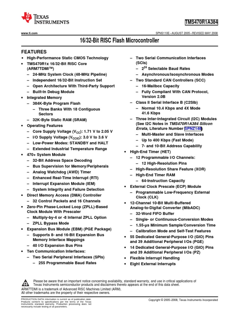16/32-Bit RISC Flash Microcontroller: Features | PDF | Microcontroller | Office Equipment