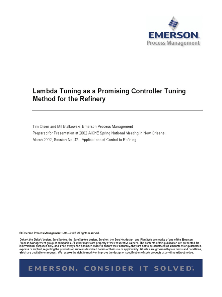 White Paper Lambda Tuning As A Promising Controller Tuning Method For Refinery Pss en 67720 ...