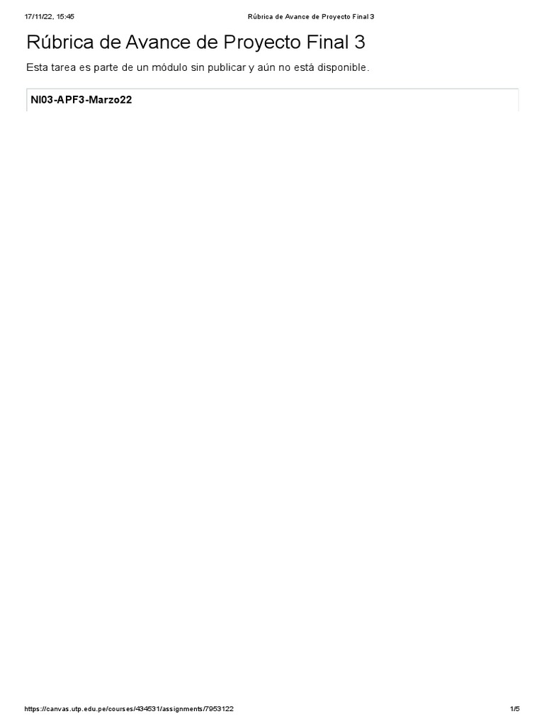 Rúbrica de Avance de Proyecto Final 3 | PDF
